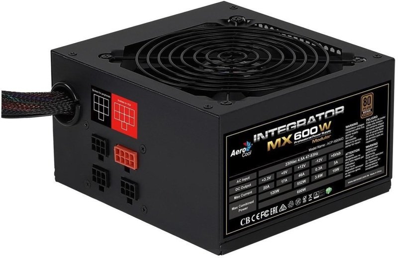 600W PSU - AEROCOOL Silver (Mid/High Gaming) - Palicomp